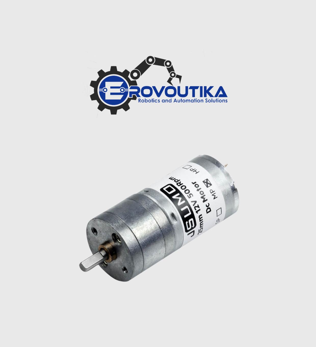 JSumo DC Gearhead Motor 25mm 12V 500 RPM HP | Shop |Erovoutika
