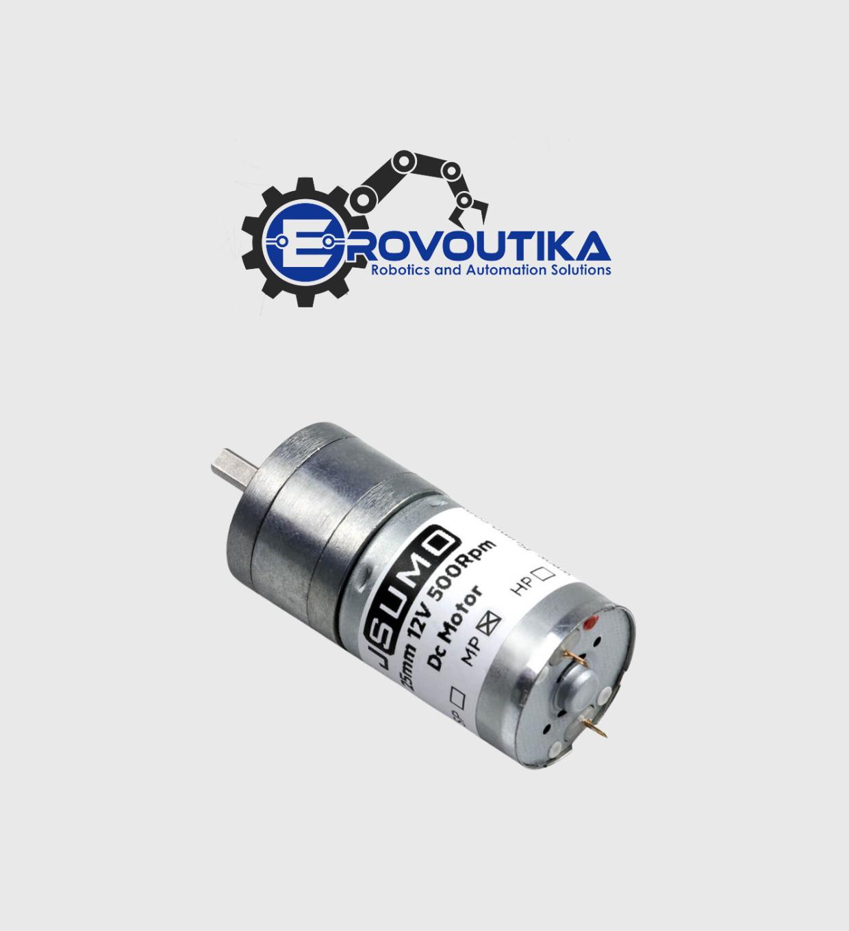 JSumo DC Gearhead Motor 25mm 12V 500 RPM HP | Shop |Erovoutika